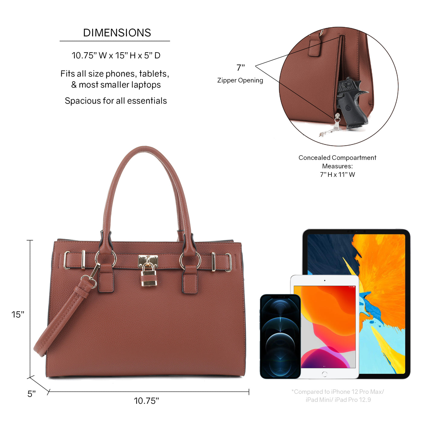 Dina Concealed Carry Lock and Key Satchel – JessieJames Handbags