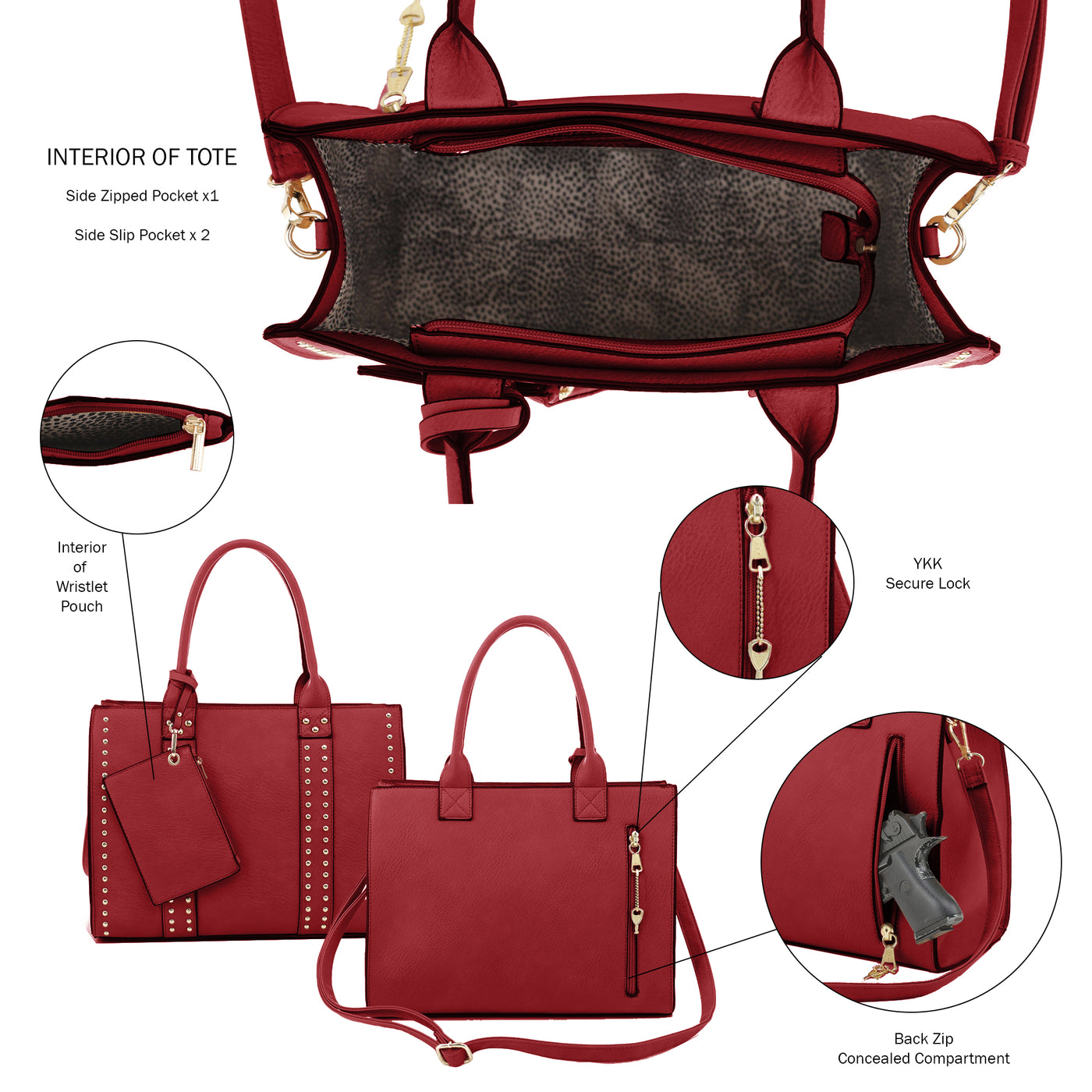 Kate Concealed Carry Lock and Key Satchel Set – JessieJames Handbags